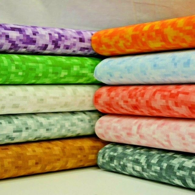 100% COTTON DIGITAL Fabric Pixel Blocks Minecraft Crafty 140cm Wide £4. ...