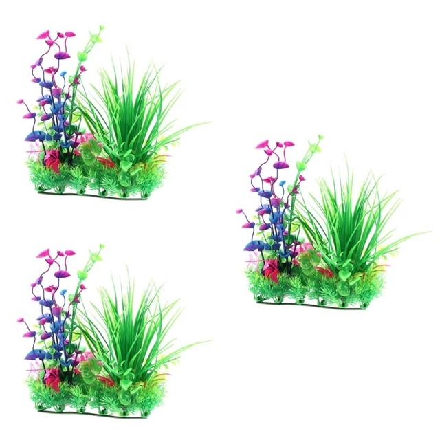 3 PEZZI PIANTA subacquea artificiale erba marina setkreasea purpurea ...