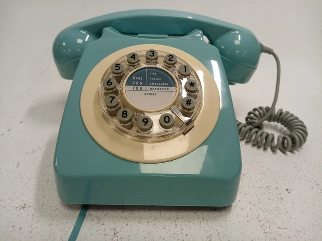 WILD & WOLF 746 Push Button duck egg blue Landline Telephone Vintage ...