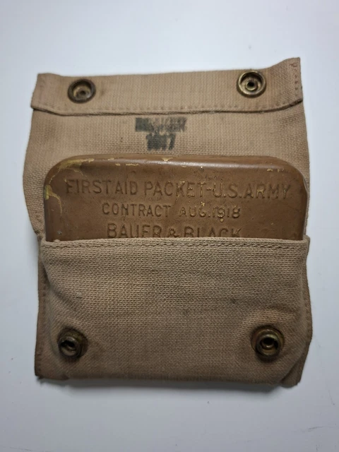 ORIGINAL U.S. ARMY First Aid Packet 1918 Bauer & Black mit Tasche WW1 ...