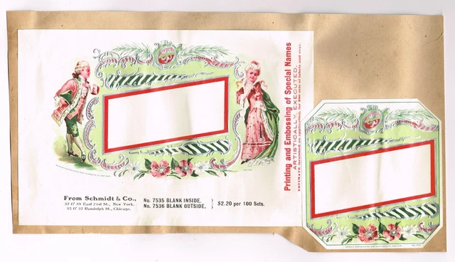 4 CIGAR BOX Labels 1890S-1901 Schmidt New York Sample Book Page Double ...