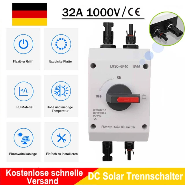 DC TRENNSCHALTER SOLAR PV Umschalter Ausschalter Freischalter 4polig ...