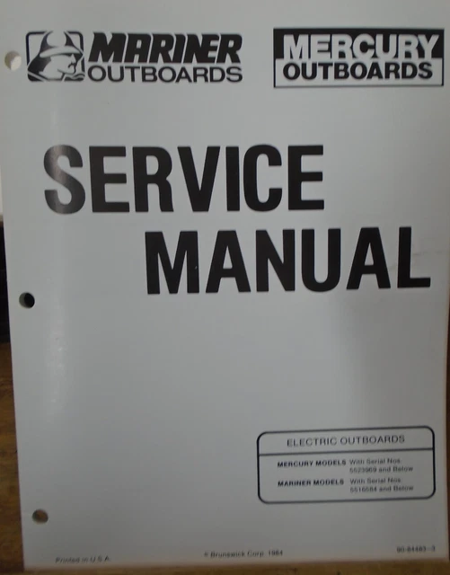 1984 MERCURY MARINER Outboards Service Manual Electric Outboards 90 ...