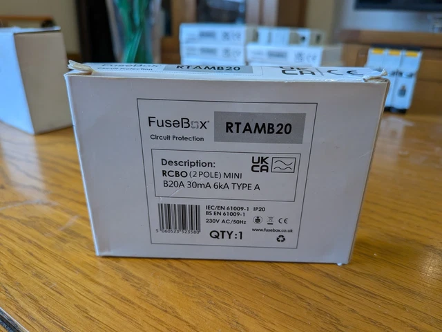 FUSEBOX RTAMB20 MINI/COMPACT 20A 30mA RCBO 6kA Type A / B Curve £16.14 ...