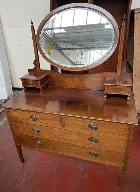 VINTAGE RETRO VICTORIAN Dressing Table Inlaid Solid Wood - CS L49 £15. ...
