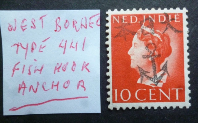 JAPANESE OCCUPATION STAMPS Dutch East Indies West Borneo fish hook ...