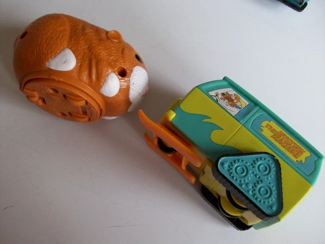 SCOOBY DOO BUS & HAMSTER 2 FRICTION POWERED TOYS **GC** + 3 TATTY CARS ...