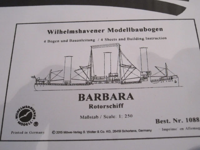 BARBARA ROTORSCHIF SCHIFF Wilhelmshavener Modellbaubogen Bastelbogen ...