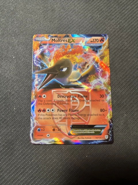 MOLTRES EX ULTRA RARE 14/135 Pokemon BW Plasma Storm LP Card TCG HOLO ...
