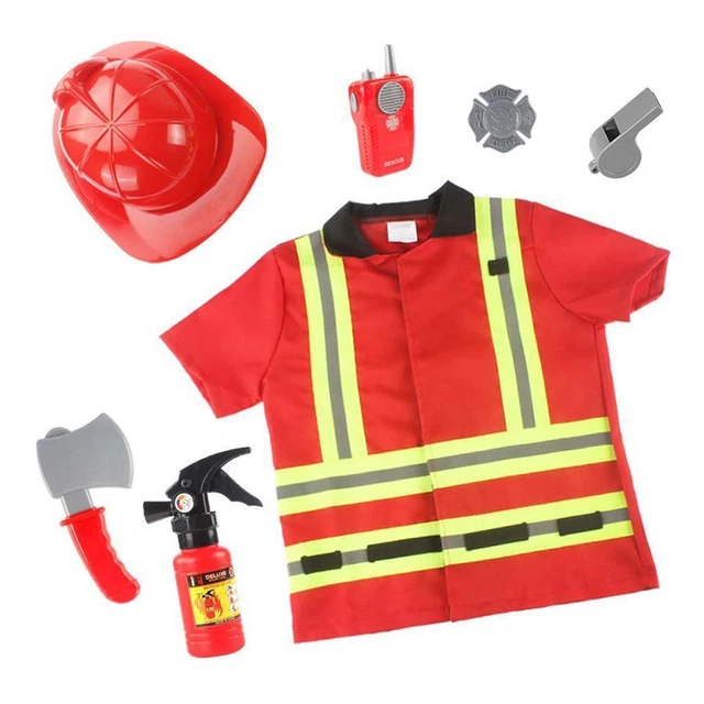 KIDS FIREMAN COSTUME Firefighter Fire Extinguisher Tools Toy Cosplay ...