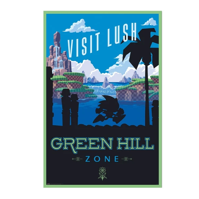 SONIC BESUCHEN LUSH Grün Hill Zone Poster King Größe 61x91.5 CM 61x91 ...