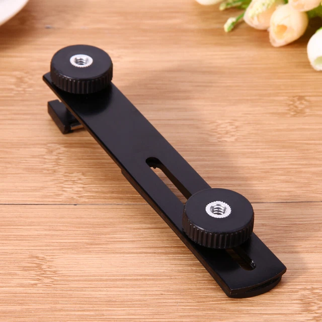 ALUMINUM DOUBLE HEADED Stand Camera Flash Rail Flash Shoe Arm Mount ...