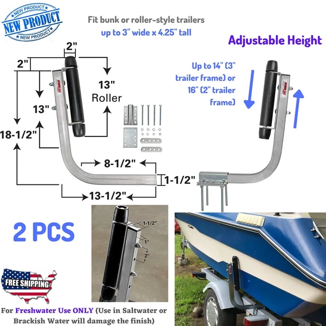 HEAVY-DUTY SIDE BUNK Roller Guide-On System for Boat Trailer Frame ...