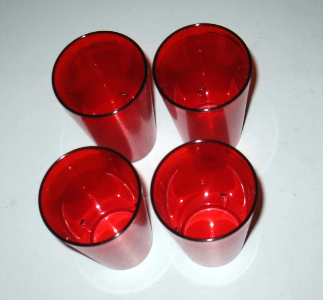 LOT OF 4 NEW Sysco 12 Oz Red Plastic Cups Made In USA Vintage Pizza Hut ...