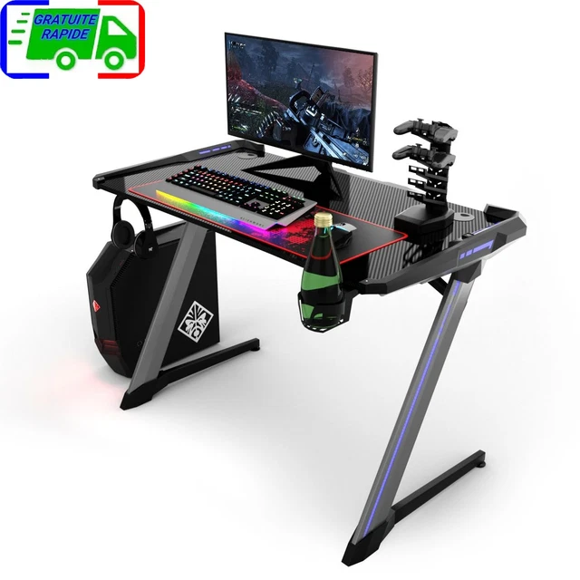 BUREAU GAMING TABLE de Jeu pour Gamer avec Interface USB 5V 2A et 6 ...