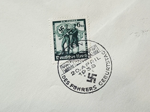 WW2 WWII NAZI German Cover Adolf Hitler Birthday cancel + Steel Helmet ...