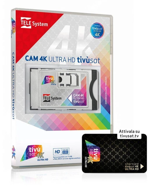 CAM TVSAT 4K TeleSystem + Scheda SmartCard TivuSAT CI+ TV SAT per ...