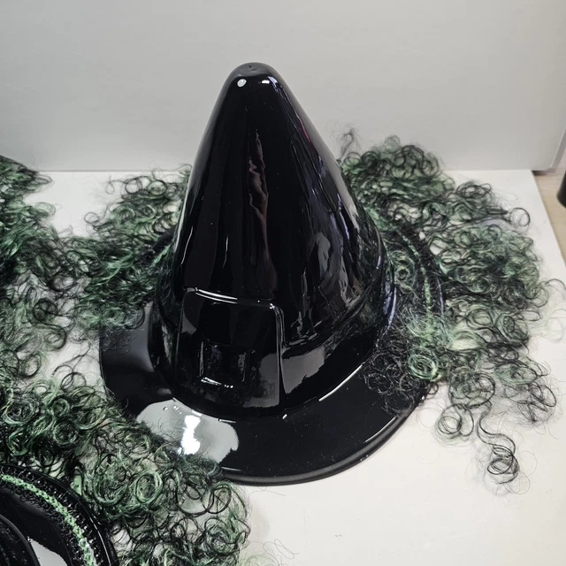 3 ESCO WITCHES Witch Pointed Hat Green/Black Hair Kids Halloween ...