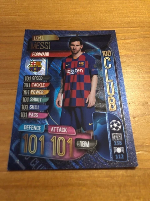 MATCH ATTAX CHAMPIONS League LIONEL MESSI 2019/20 100 club 101 rated ...