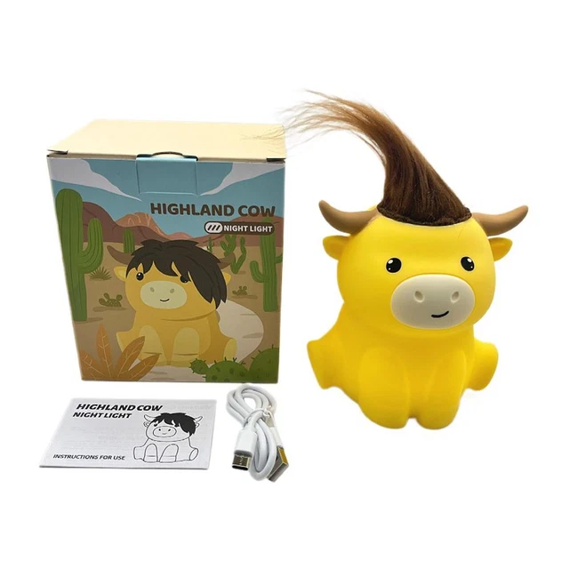 CUTE HIGHLAND COW Night Lamp with Soft Silicone Material,USB Charging ...