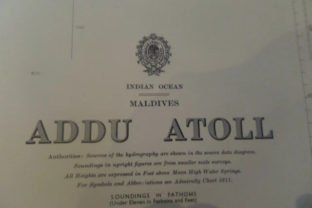 VINTAGE ADMIRALTY CHART Addu Atoll £24.99 - PicClick UK