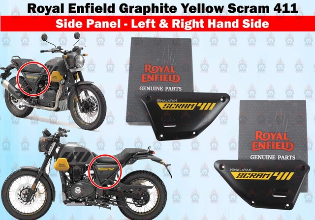 ROYAL ENFIELD &GRAPHITE Yellow Scram 411 Side Panel for Left & Right ...