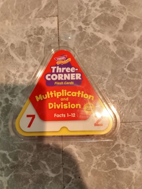 THREE CORNER FLASH Cards Multiplication and Division Facts 1-12 Math ...