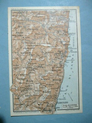 STAMPA ANTICA MAPPA VENETO LAGO DI GARDA GARGNANO OLDESIO TREMOSINE ...