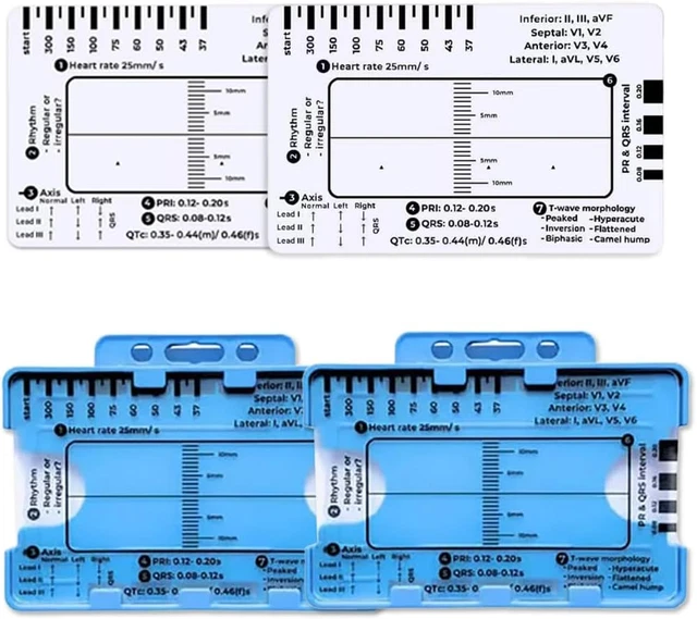 ECG 7 STEP Ruler, EKG Lineal,ECG 7 Step Ruler for EKG Interpretation,ECG Ruler P EUR 21,99 ...