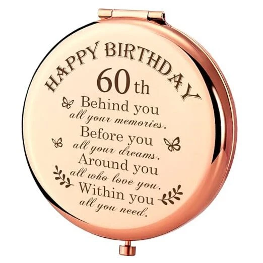 HAPPY BIRTHDAY 60TH Gifts for Women, 60 Years Old Gifts Compact Mirror ...