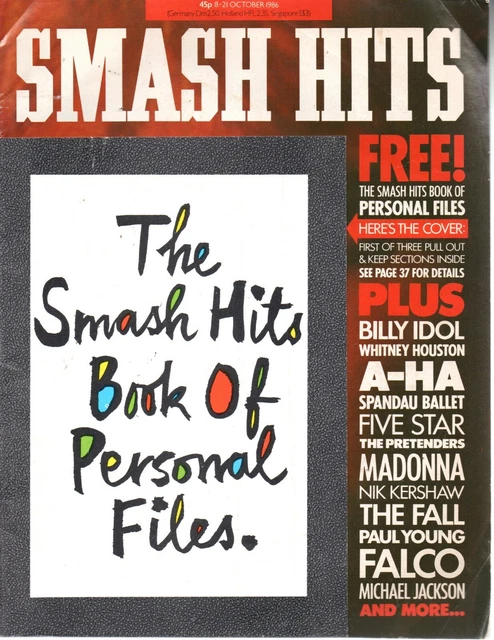 SMASH HITS VOL 8 no 21 UK MUSIC MAGAZINE 8 OCT 1986 BILLY IDOL A-HA THE ...