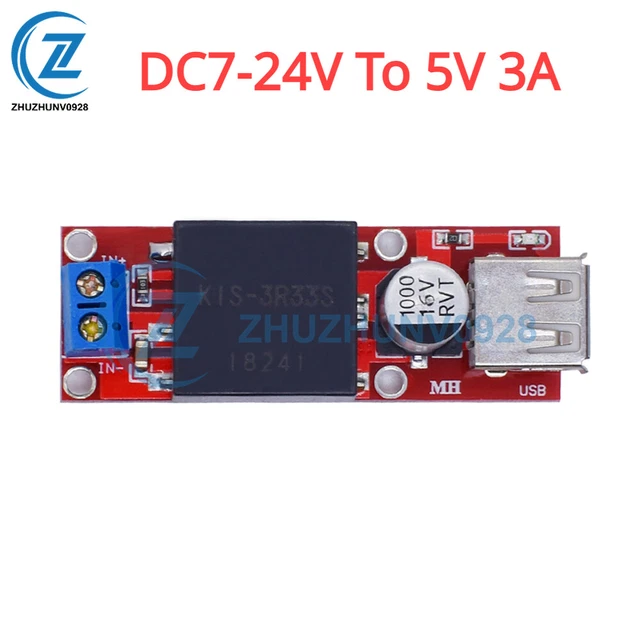 KIS3R33S DC7-24V TO 5V 3A Step-Down Buck Module USB Output Converter ...