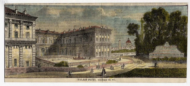 FIRENZE - PALAZZO Pitti Xilografia colorata a mano '800 - in ...