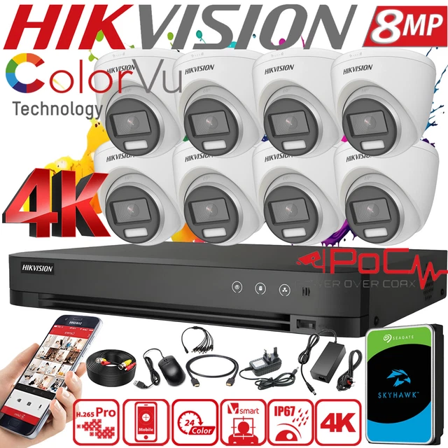 HIKVISION 4K CCTV Security Camera System Outdoor ColorVu Night Vision ...