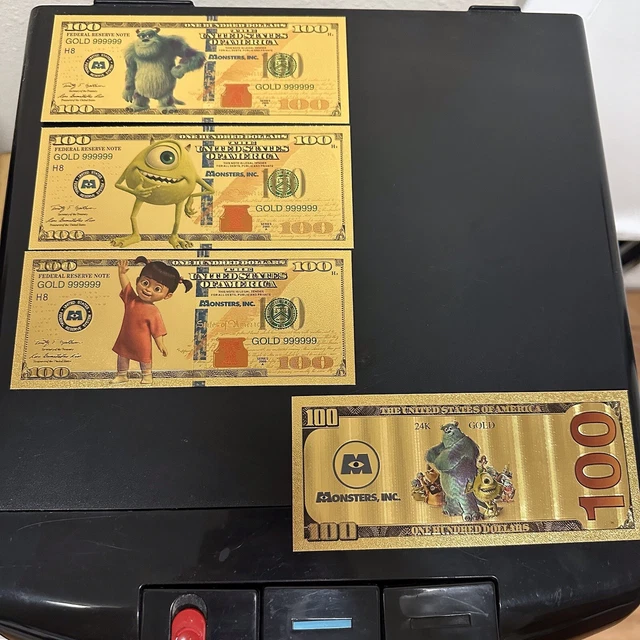 24K GOLD FOIL Plated Monsters Inc Banknote Set Disney Collectible $27. ...