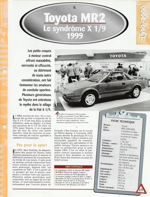 Fiche Technique Toyota Mr2