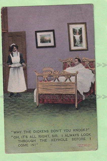 ABC100 EARLY BAMFORTH Comic Postcard, WHY THE DICKENS DON'T YOU KNOCK ...