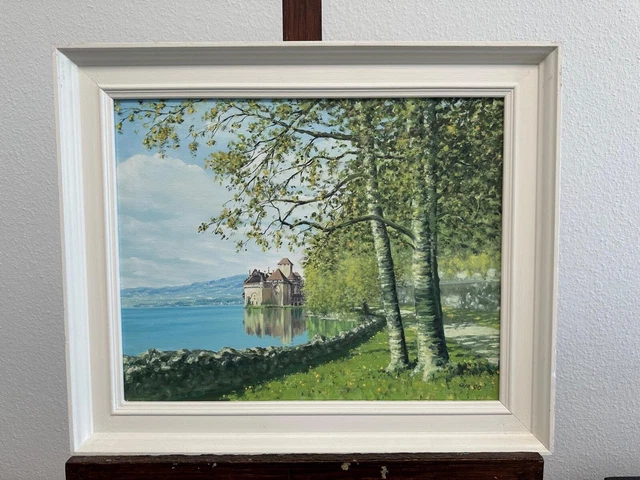 SCHLOSS CHILLON AM Genfer See Schweiz Gemälde von Günter Mangold 50cm x 40cm EUR 95,00 - PicClick DE