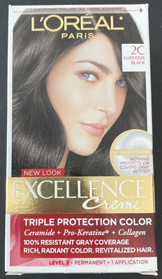 L’ORÉAL PARIS EXCELLENCE Creme Permanent Hair Color, 2C Luscious Black ...