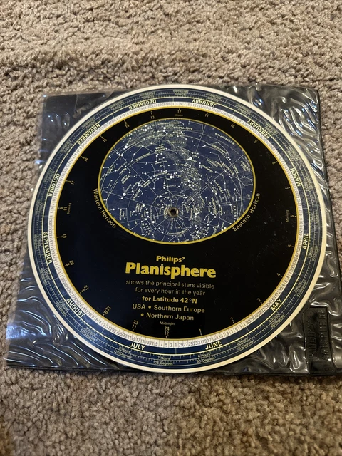 PHILIPS PLANISPHERE PRINCIPAL Stars Map Latitude 42 Degrees North 1982 ...