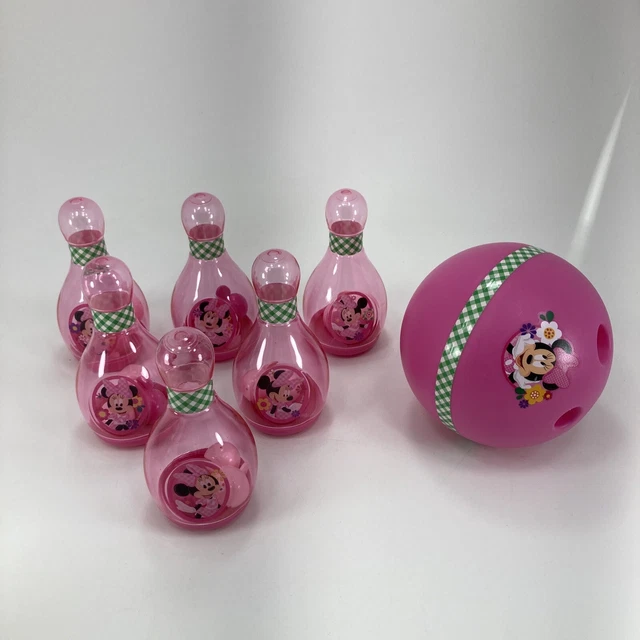 DISNEY JR MINNIE Mouse BOWLING SET 6 Pins 1 Bowling Ball Indoor Outdoor ...