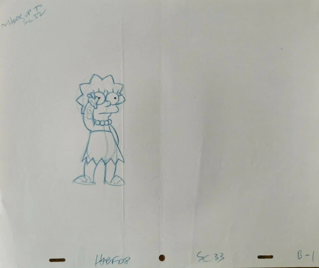 SIMPSONS TV SHOW Original Animation Art Cel Drawing Bart Lisa #43 £79. ...