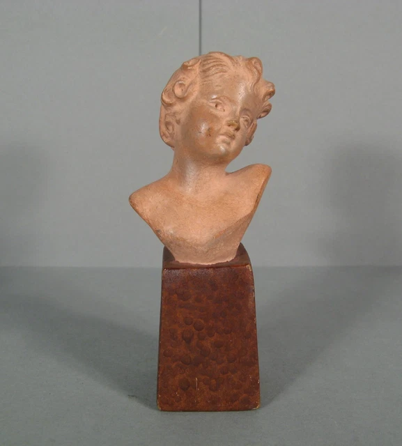 ANCIENNE SCULPTURE STATUETTE Terre Cuite Buste Fillette Petite Fille ...