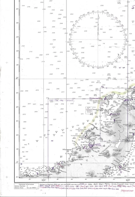 2575 PHILIPPINES INDONÉSIE Mindanao Sulawesi Carte Marine Papier Amiral ...