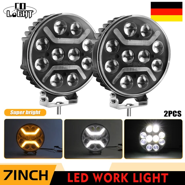 2X LED FERNSCHEINWERFER Tagfahrlicht 12V/24V Scheinwerfer LKW KFZ ECE ...