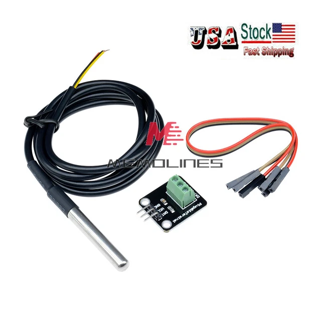 DS18B20 WATERPROOF TEMPERATURE Sensor Module Probe&Terminal Adapter For ...