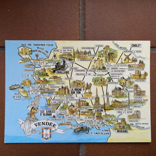 POSTCARD MAP OF La Vendee France map Postcard EUR 1,46 - PicClick DE