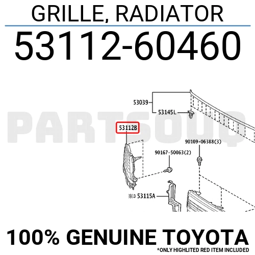 5311260460 GENUINE TOYOTA GRILLE, RADIATOR 53112-60460 EUR 34,63 ...