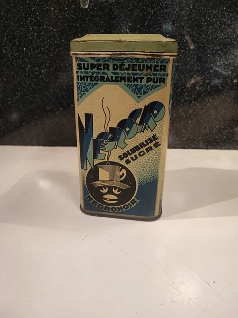 RARE BOITE TÔLE LITHOGRAPHIE BLEU CHOCOLAT NEGROCAO - NEGRONOIR - De ...