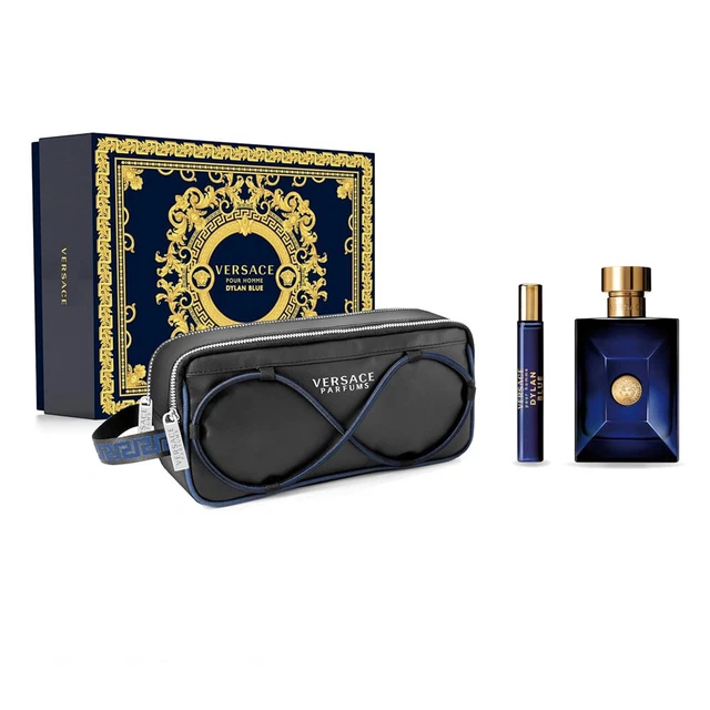 VERSACE DYLAN BLUE for Men Set (M) EDT 100ml + EDT 10ml + Pouch £95.32 ...